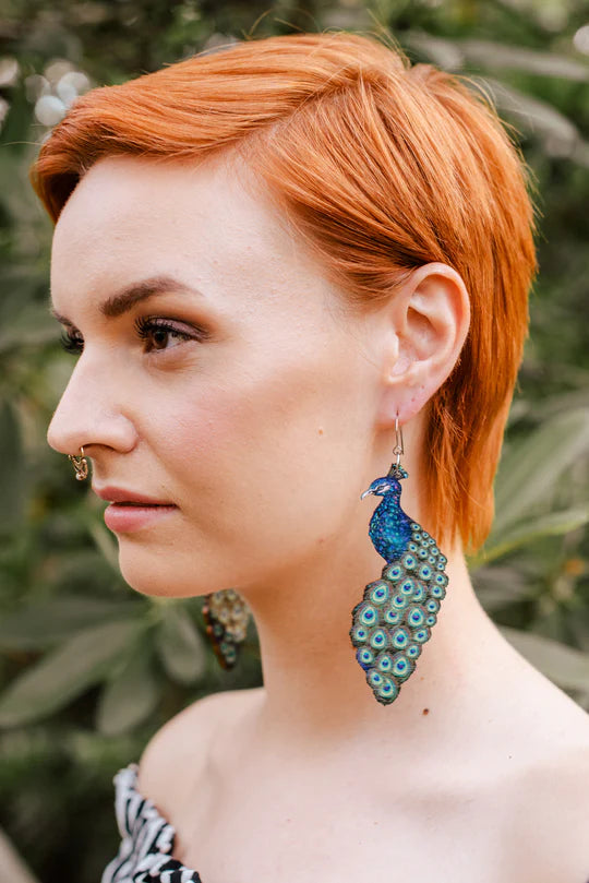 Peacock blue earrings store
